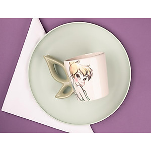 Disney Tinker Bell Winged Figural Handle Mug Kitchen Accessories | Cute Ceramic Housewarming Gifts For Men And Women And Kids | Official Licensee | 1 Set