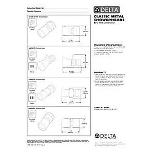 Delta Faucet Single-Spray Shower Head, Chrome 52650-PK