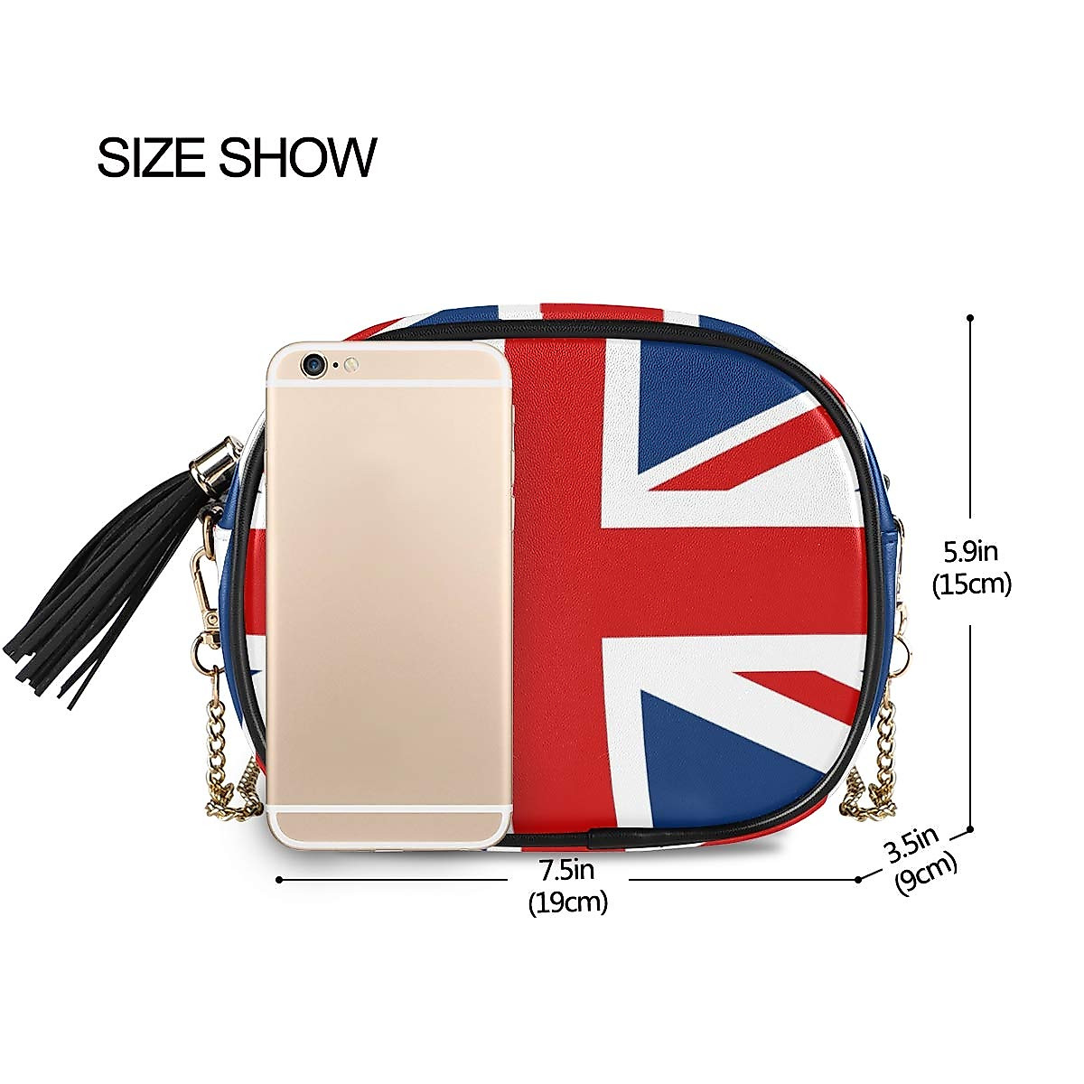 ALAZA PU Leather Small Crossbody Bag Purse Wallet UK British Flag Cell Phone Bags with Adjustable Chain Strap & Multi Pocket
