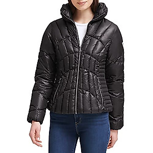 GUESS Women's Midweight Puffer Jacket, Black, Small