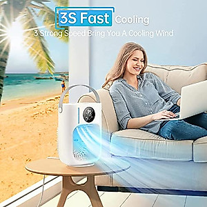 Portable Air Cooler Fan - HiAir Desktop Air Cooling Fan Evaporative Air Cooler, 3S Fast Cooling & Super Quiet, Bedroom Cooler with Large Water Capacity, Easy Use Mini Air Conditioner for Home Bedside