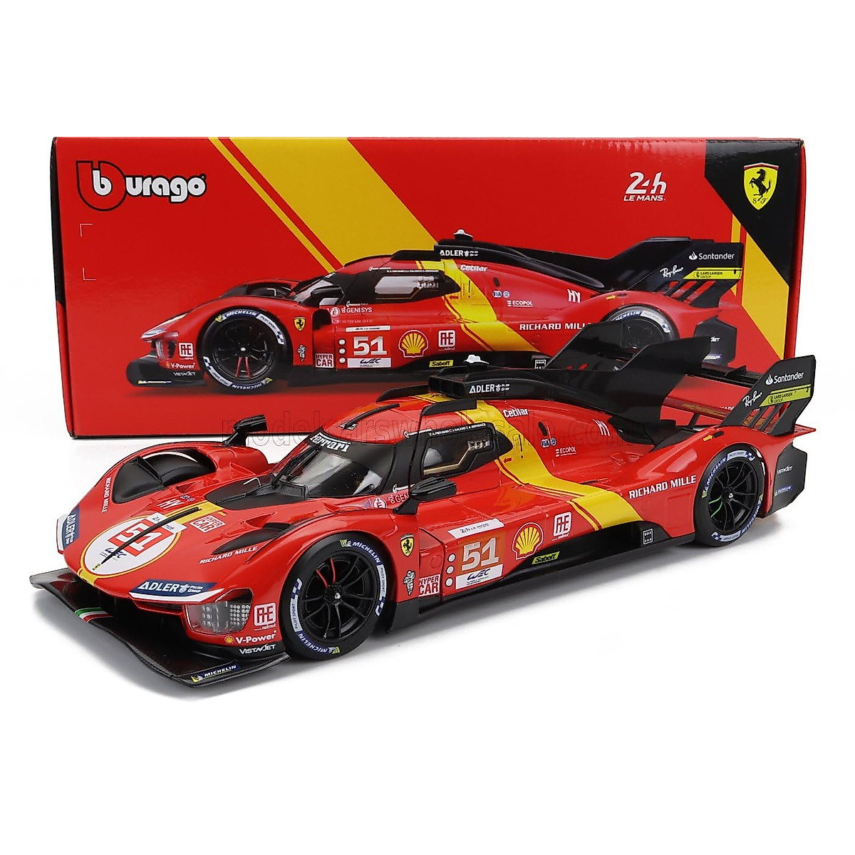 Bburago 2023 Ferrari 499P 3.0L Turbo V6 - Winner Le Mans in 1:18 Scale #18-16301