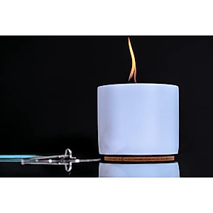 MTAPF® Tabletop Firepit Indoor/Outdoor Table Top Fire Pit with Skewers Smokeless Tabletop Fireplace Bio Ethanol Fuel Real Flame for Balcony, Smores, Includes 2nd Wick(4.6x4.6, White)