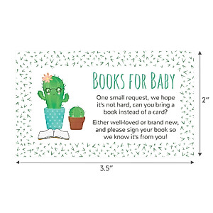 Cactus Book Request Baby Shower Card Inserts - 24 count