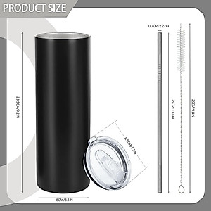 YOUKE OLA 10 Pack Stainless Steel Skinny Tumblers 30oz Bulk Straight Double Wall Insulated Tumbler with Lid and Straw for Travel, DIY Gift, Black