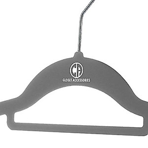 Closet Accessories 50 Pack Velvet Hangers Study Heavy Duty Hangers Including Tie Bar, Notches, and 360° Chrome Hook. (Gray)