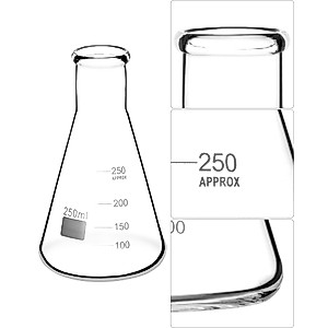 QWORK Lab Glassware Set, Quality Borosilicate Glass Beaker Flask Cylinder Set, Heat Resistant, Ideal for Laboratories and School Science Experiments