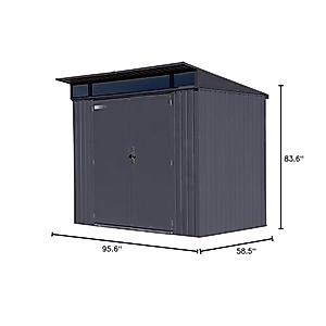 Sojag 8' x 5' Denali Outdoor Lockable Steel Storage Building with Windows, Anthracite