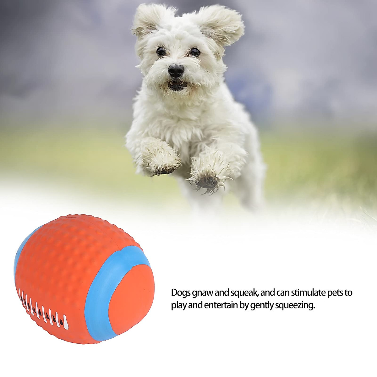Dog Chew Squeaky Toy Balls, Pet Rugby Toys Bite Resistant Chewing Molars Training Squeaky, Durable Dog Toys Rugby Shape for Dogs, Rubber Chew Balls with Squeaker, for Medium Large Dogs