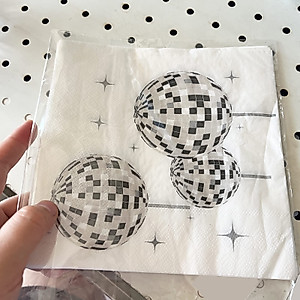 20Sheet Disco Napkins Disco Ball Napkins 70s Disco Party Supplies Disco Cocktail Napkins 70s Disco Party Napkins Disposable Silver Paper Napkins for Disco Bachelorette Birthday Dance Party Decorations