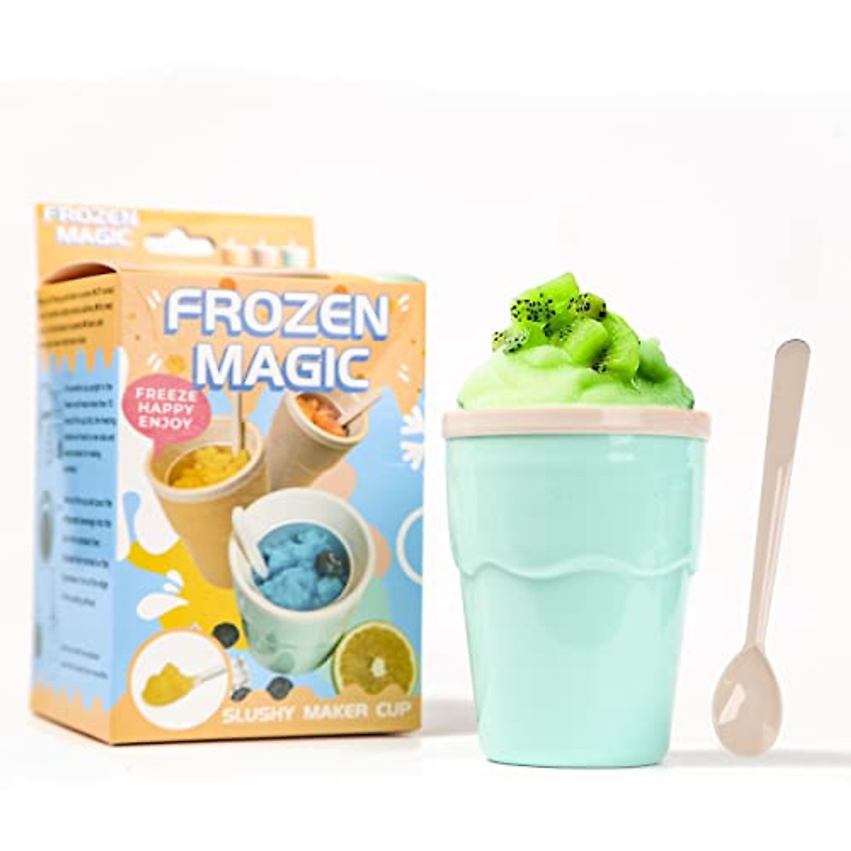 Slushie Maker Cup for Kids and Adults – Premium Slushy Cup Kitchen Set with Spoon Included – Multipurpose Ice Cream Maker Ideal for Smoothies, Slushies, Ice Cones – Easy to Use and Clean