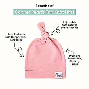 Copper Pearl Baby Beanie Hat Top Knot Stretchy Soft XOXO