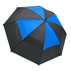 ProActive Sports 62” Wind-Cheater Vented Double Canopy Windproof Golf Umbrella (Black/Blue)