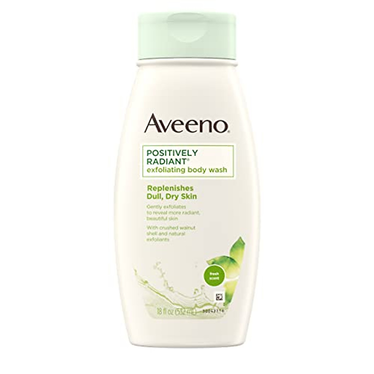 Aveeno Positively Radiant Exfoliating Body Wash with MoistureRich Soy Complex Crushed Walnut Shell for Dry, Dull Skin, SoapFree, DyeFree Hypoallergenic Formula 18 fl, 54 Fl Oz, (Pack of 3)