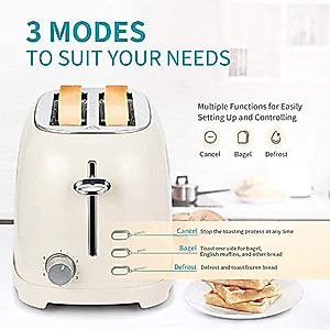 Ultrean Toaster 2 Slice with Extra-Wide Slot for Toasting Bagels, Breads, Waffles & More, Stainless Steel Material with Removable Crumb Tray, 6 Browning Settings