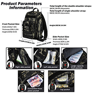 JoyFishing Fishing Tackle Backpack,Single/double shoulder Fishing Backpack with Rod Holder,Waterproof Large Tackle Gear Bag Storage, Fishing Tackle Bag for Fishing,Camping,Hiking (Khaki)