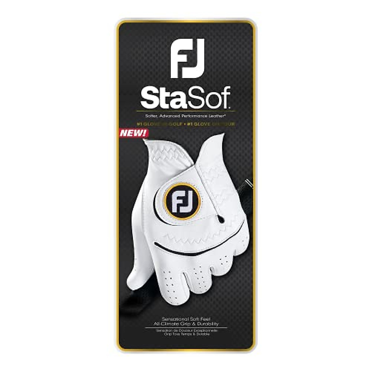 FootJoy Men's StaSof Golf Glove, White, Cadet X-Large, Worn on Left Hand