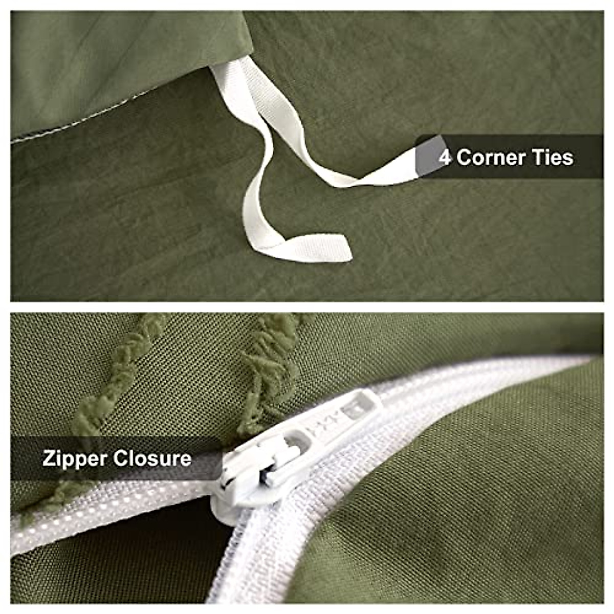 HYPREST Textured Duvet Cover, Green Duvet Covers QueenTufted Boho Style, Super Soft Breathable Bohemian Bedding Duvet Cover Set