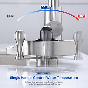 2024 NEW Metal Faucet Glass Rinser for Kitchen Sink - Upgraded Hot and Cold Switching 360° Rotating Cup Washer, Faucet Bottle Cleaner Washer for Sink Attachment, Bar Cup Rinser (Brushed Nickel)