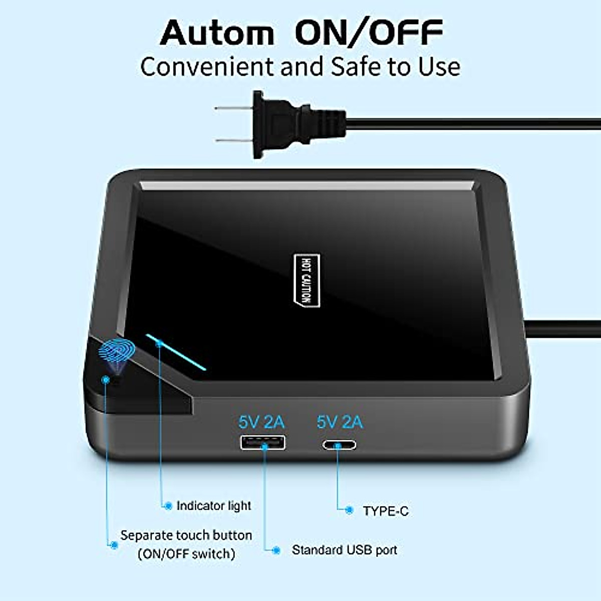 Coffee Mug Warmer Dual USB - Yolin Cup Warmer for Office Desk Use / Electric Beverage Warmer with Auto Shut Off After 8 Hours Feature / Coffee Warmer Plate for Cocoa Tea Water Milk Candle