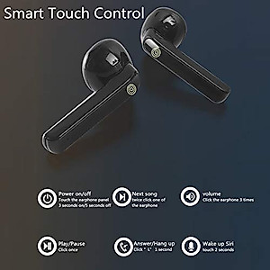 Sunffice Bluetooth Earbuds, Wireless Bluetooth 5.0 Headphones in Ear Earpieces with Charging Case, Hands-Free Headsets with Mic, LED Power Display,Touch Control for iPhone and Android(Black)