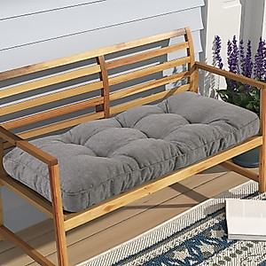 idee-home Bench Cushion for Outdoor Furniture, Patio Loveseat Cushions 48 x 18 x 5 inches Waterproof with Ties, Porch Swing Cushions Wicker Indoor Settee Cushions with Round Corner