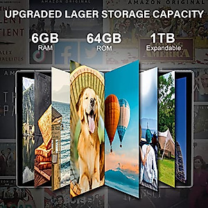 Android Tablet, 10.1 Inch Android 12 Tablet, 6GB RAM 64GB ROM, 1TB Expand, Android Tablet with 8000mAh Long Battery, Dual Camera, 5G WiFi, Bluetooth, FHD IPS Touch Screen, GPS, Google GMS Certified