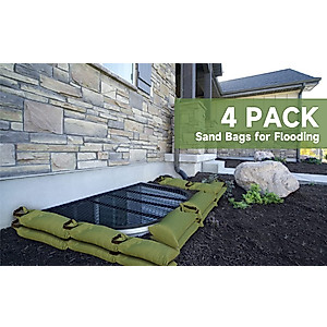 Flood Water Barrier Sand Bags - 4Pcs Thickened Long Canvas Flood Protection Sandbags with Insert Buckle Reusable Quick Flood Barrier for Home Door Window Basement Garage Floor Flood Control - 11"x28"