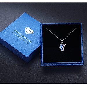AOVEAO Butterfly Necklace,925 Sterling Silver Hypoallergenic Butterfly Necklace Jewelry for Sensitive Ears Mother Day Gift for Women Girlfriend Butterfly Lovers with Gift Box