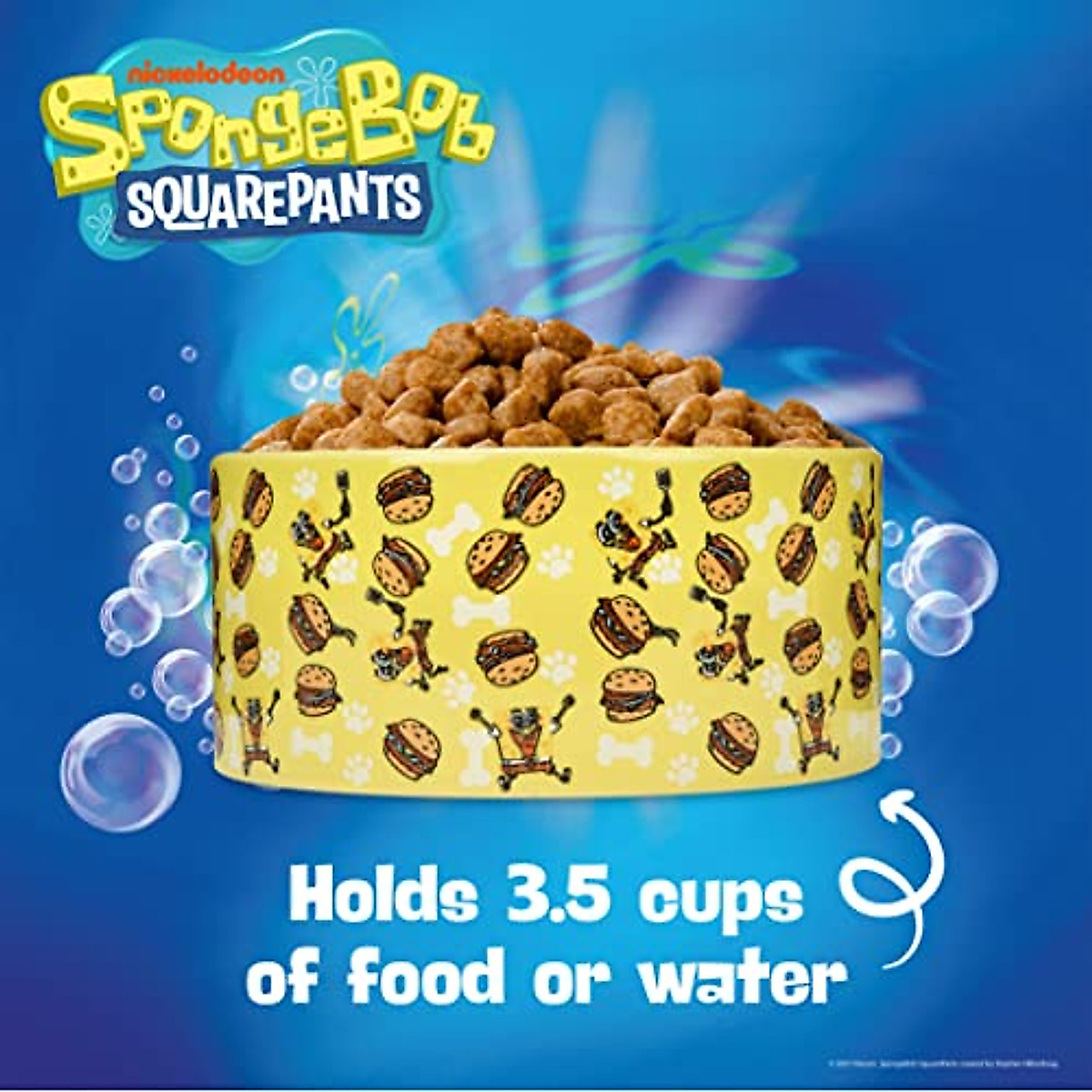 SpongeBob SquarePants for Pets Krabby Patty Dog Food Bowl, 6 Inch | Spongebob Dog Bowls, Ceramic Dog Bowls for Medium Sized Dogs and All Dogs, Food Bowl Holds 3.5 Cups, Yellow, FF16932