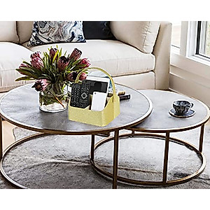 HofferRuffer Faux Leather Cosmetics Organiser, 5-Compartment Makeup Caddy Holder, Portable Organizer Caddy Tote Divided Basket Bin, Dressing Table Organiser for Skincare, Perfume and Make Up (Gold)