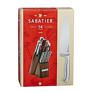 Sabatier 14-Piece Stainless Steel Hollow Handle Knife Block Set, Acacia