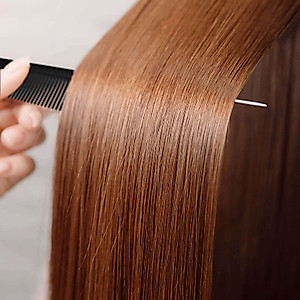 Yumflan Hair Comb, Rat Tail Comb for Braiding Hair, Fine Tooth Hair Comb with Stainless Steel Pintail for Sectioning, Parting and Styling - Black