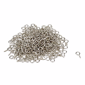 Mcredy Eye Hooks Screw in Screw Eye Hooks 0.67inch Length Nickel Plated Steel Screw Eye Rings Silver Lag Screw Eye Pack of 300