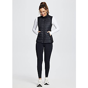 baleaf Women's Lightweight Warm Puffer Vest Running Winter Hybrid Sleeveless Quilted Water Resistant Jacket Black M