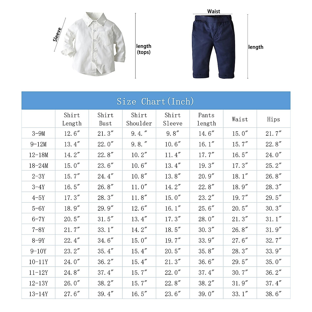 SANGTREE Baby Boys Dress Clothes, Toddlers Boys Long Sleeves Button Down Dress Shirt with Bowtie + Suspender Pants Set Gentlemen Outfit, 1# White, 18-24 Months