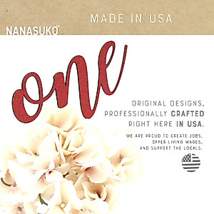 NANASUKO 1st Birthday Cake Topper - one - Double Sided Red Glitter - Premium Quality Made in USA