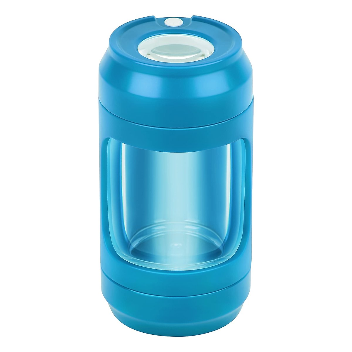 METSHOW Light-Up LED Transparent Seal Storage Jar，Magnifying Viewing Glass Airtight Jar with Grinder ，8 x Magnification Glass (Blue)
