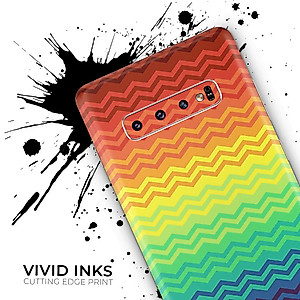 DesignSkinz Rainbow Thin Lined Chevron Pattern Protective Vinyl Decal Wrap Skin Cover Compatible with The Samsung Galaxy S20 (Screen Trim & Back Glass Skin)