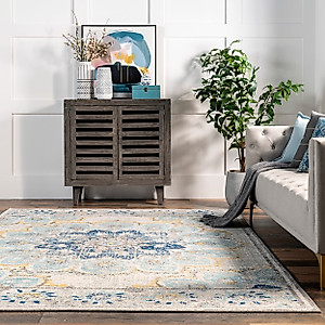 nuLOOM Kiyoko Vintage Floral Area Rug, 7x9, Blue