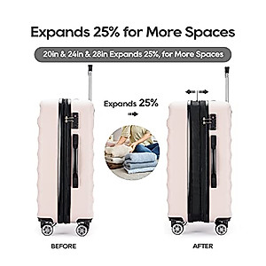 GinzaTravel 3-Piece Luggage Set with TSA Locks, Expandable, and Friction-Resistant in Light pink - Includes 20", 24" & 28" Spinner Suitcases