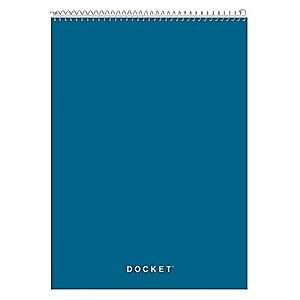 TOPS Docket Wire-Bound Writing Pad, 8-1/2" x 11-3/4", Blue Heavy-Duty Cover, Extra-Strong Back, White Paper, Legal Rule, 70 Sheets (99614)