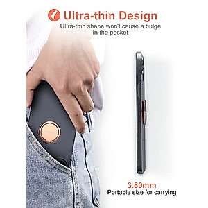 Invoibler Cell Phone Ring Holder Finger Kickstand, Adjustable Polished Metal Phone Grips Work for Magnetic Car Mount, Compatible with iPhone, Samsung, All Smartphone