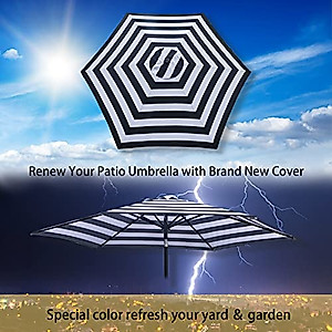 Sunshine Outdoor 9ft with 6 Ribs Patio Umbrella Replacement Canopy Market Umbrella Top Outdoor Umbrella Canopy Black & White(2pcs/package)
