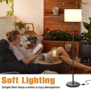 LED Floor Lamp Simple Design, Modern Floor Lamp with Shade, Tall Lamps for Living Room Bedroom Office Dining Room Kitchen, Black Pole Lamp with Foot Switch(Without Bulb)