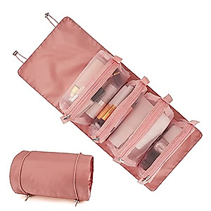 Senyucom Detachable Cosmefic Bag, 4 IN 1 Removable Portable Toiletry Travel Hanging Makeup Bags Organizer,Bathroom Bag for Shower (Pink)