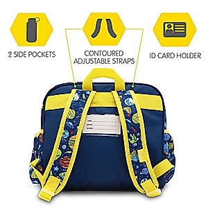 Bixbee Kids Backpack, Blue Outer Space Bookbag for Girls & Boys Ages 5 - 7 | Daycare, Preschool, Elementary School Bag for Kids | Easy to Carry & Water Resistant