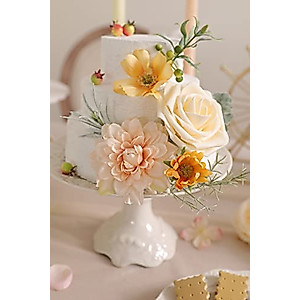 rongflower Champagne Artificial Flowers Combo Box Set Fake Flowers with Stems for DIY Wedding Bridesmaid Bridal Bouquets Centerpieces Party Home Decoration