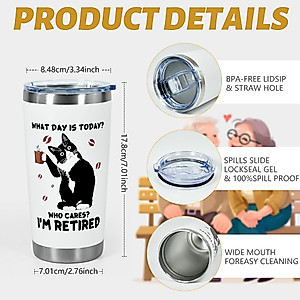 Icesip 20oz Funny Retirement Tumbler - Leakproof Stainless Steel Cup with Lid & Straw - Best Retirement Gift for Women, Men, Coworkers, Boss, Nurses, Doctors, Mom, Grandma