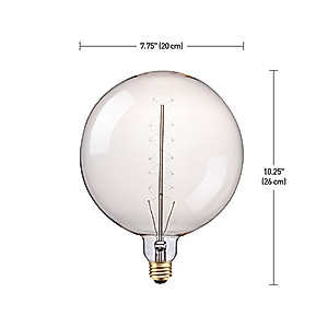 Globe Electric Oversized Round Vintage 100W Clear Glass Dimmable Incandescent Light Bulb, E26 Base, 400 Lumens, 80128